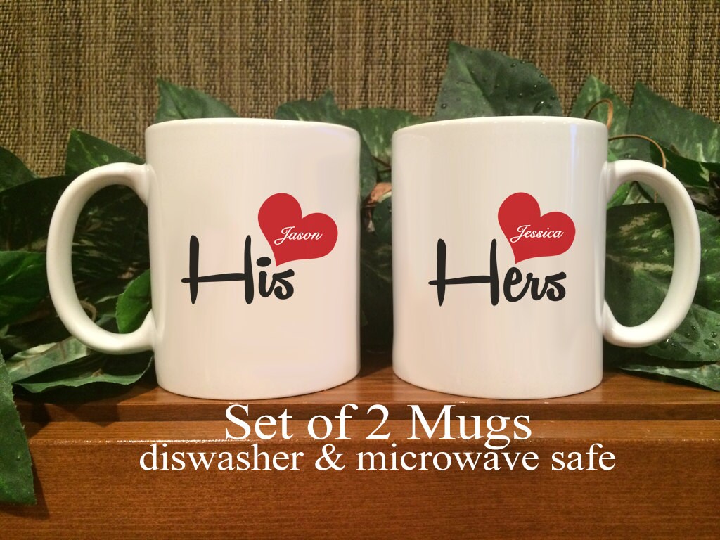 Personalized Coffee Mugs His And Hers Valentines Day Wedding Etsy