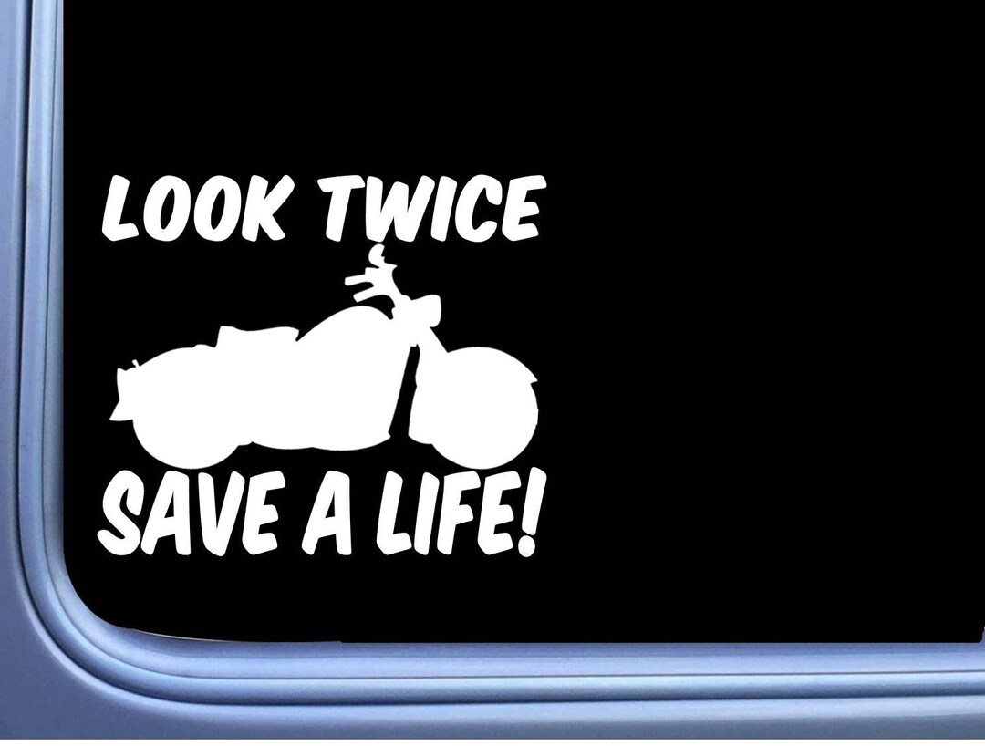 Look Twice Save a Life M377 6 Inch Sticker Decal Motorcycle Helmet ...
