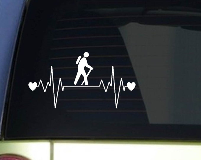 Girl Hiker Camper With Dog Camping Tent Heartbeat Lifeline Decal ...