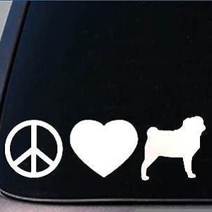 Peace Love Pug Sticker *H122* 8" Vinyl Puggle Pugs - Etsy