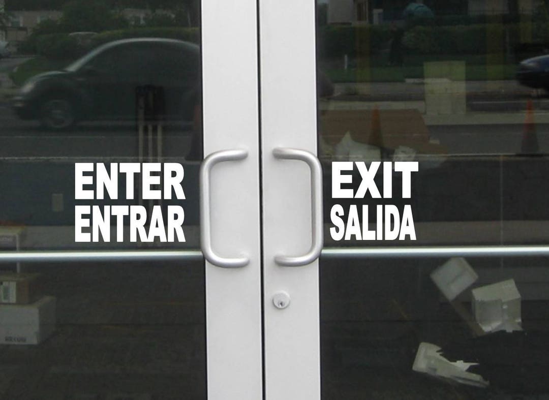 Enter Exit L834 English Spanish Signs Sticker Decal Business Door 8 ...