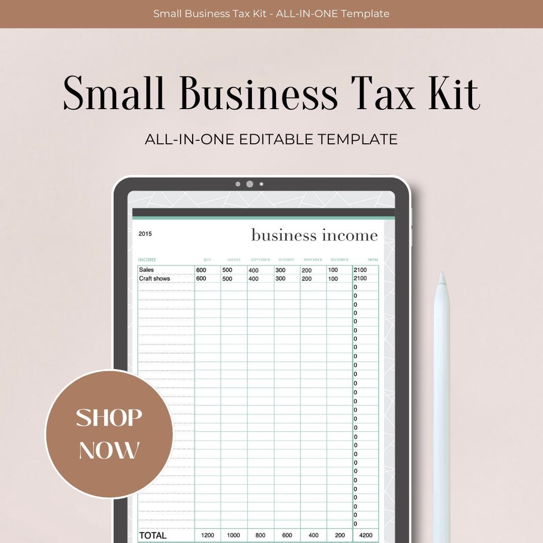 Small Business Tax Kit Printable PDF– Savable, Printable, Monthly ...