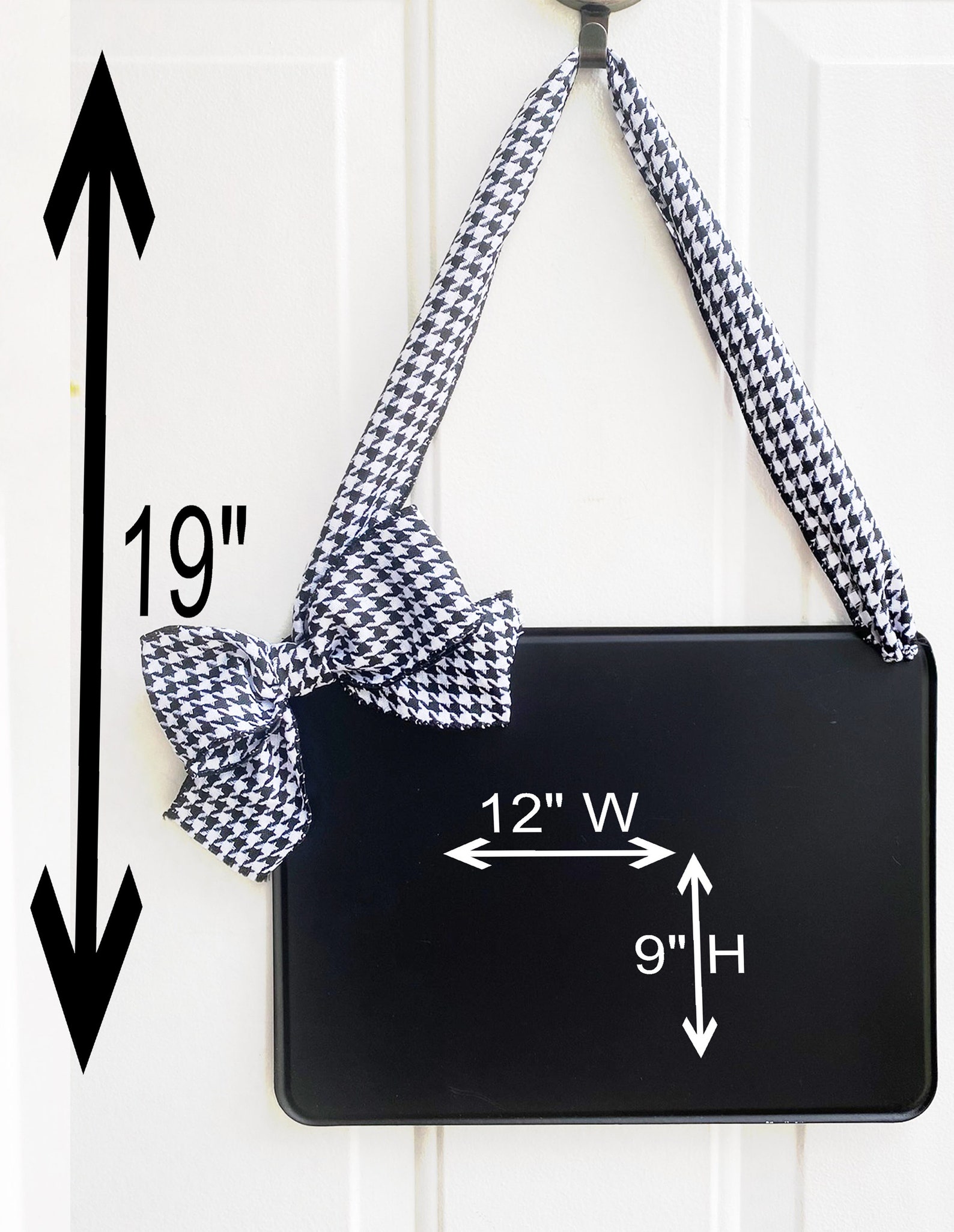 Hanging Door Sign - Houndstooth Ribbon Bow - Home - Teacher - Office ...