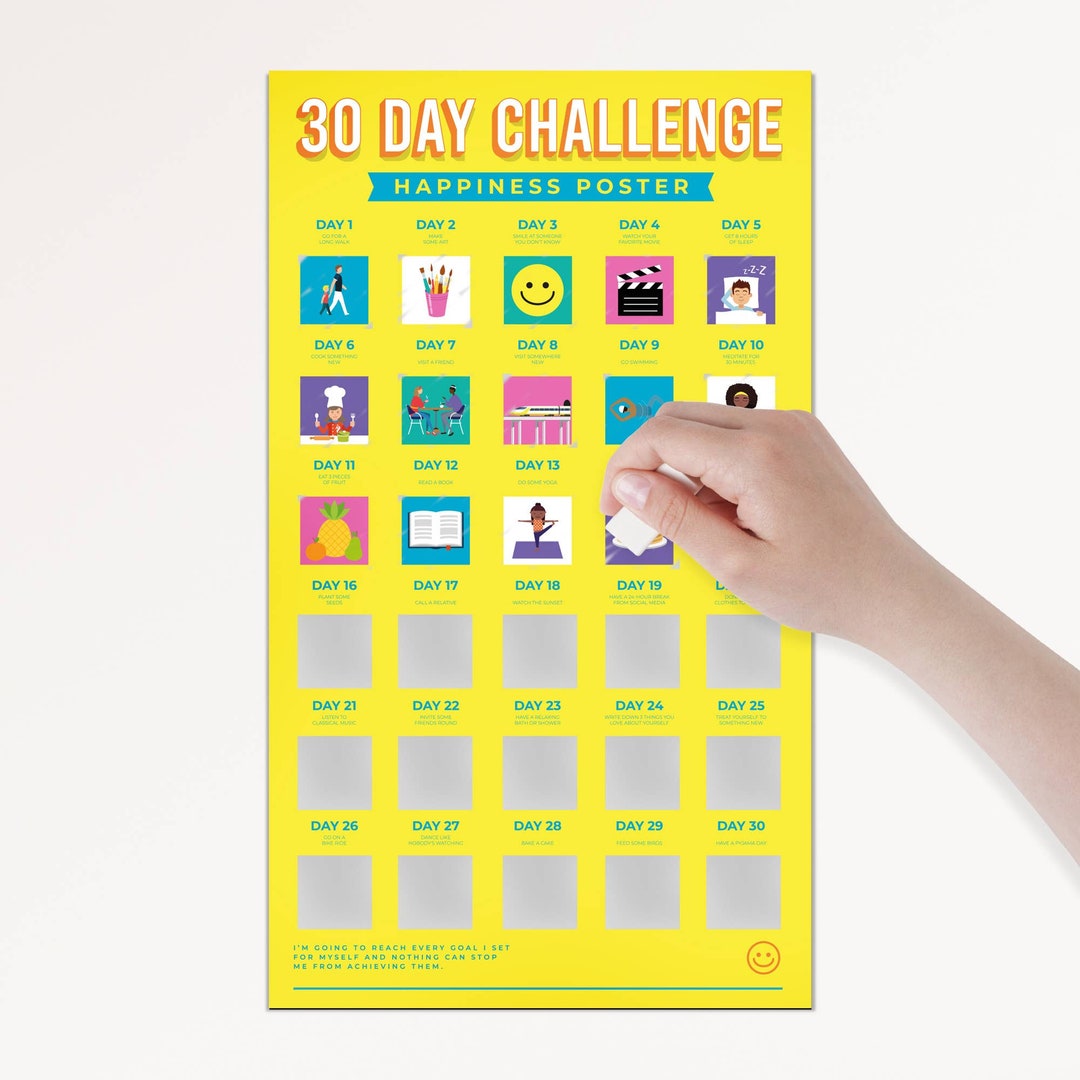 30 Days of Happiness Scratch Poster | 30 Happy Activities | Friend Gift ...