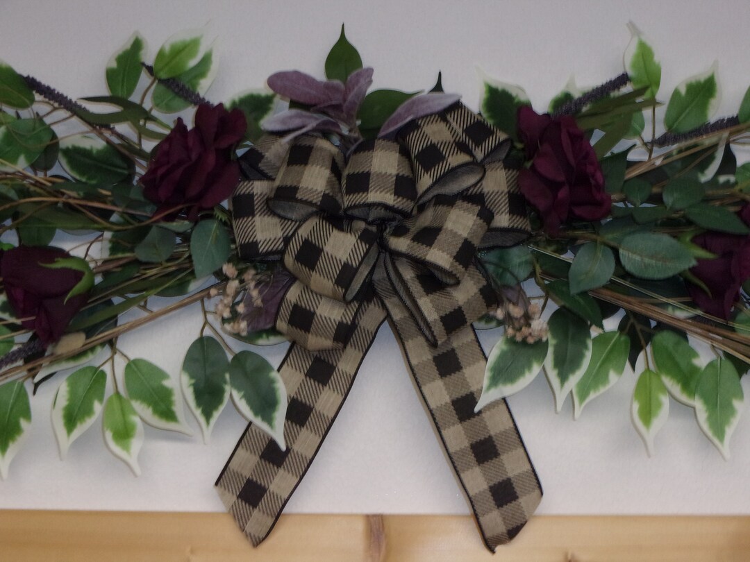 Burgundy Rose Swag, Over Door Swag, Wall Decor, Swag With Roses, Year ...