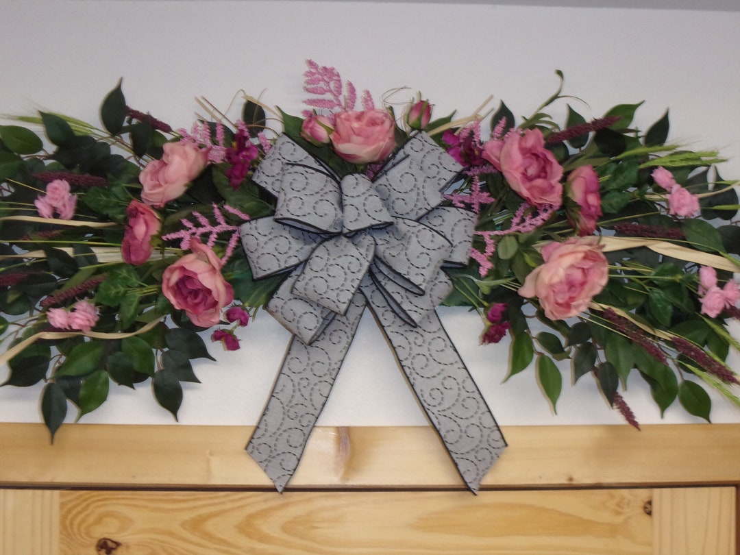 Double Door 42 Inch Swag, Dusty Rose Peony Swag, Year Round Swag, Large ...