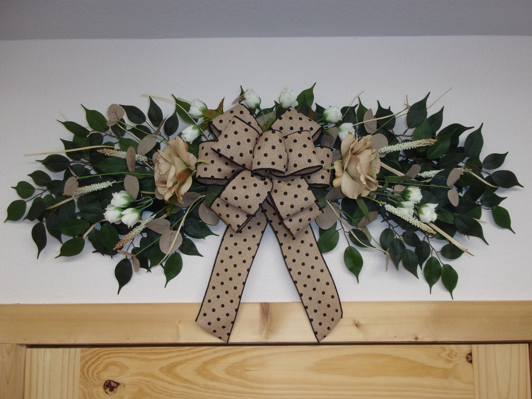 Over Door Swag, Beige Rose Swag, Wall Hanging, Year Round Home Swag ...