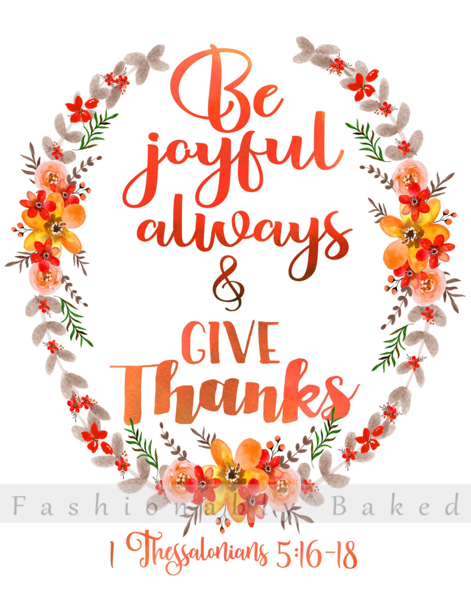 Be Joyful Always & Give Thanks scripture Fall Thanksgiving | Etsy