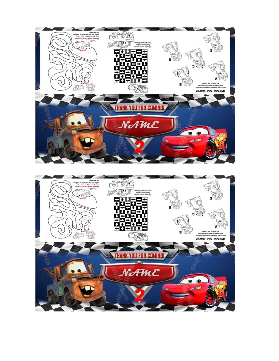 Disney Cars Snack Editable Tag - Etsy