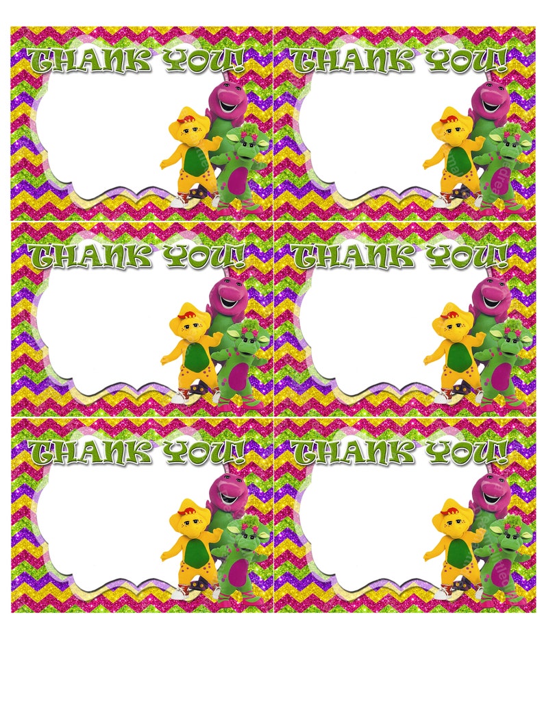 Barney Thank You Cards - Etsy