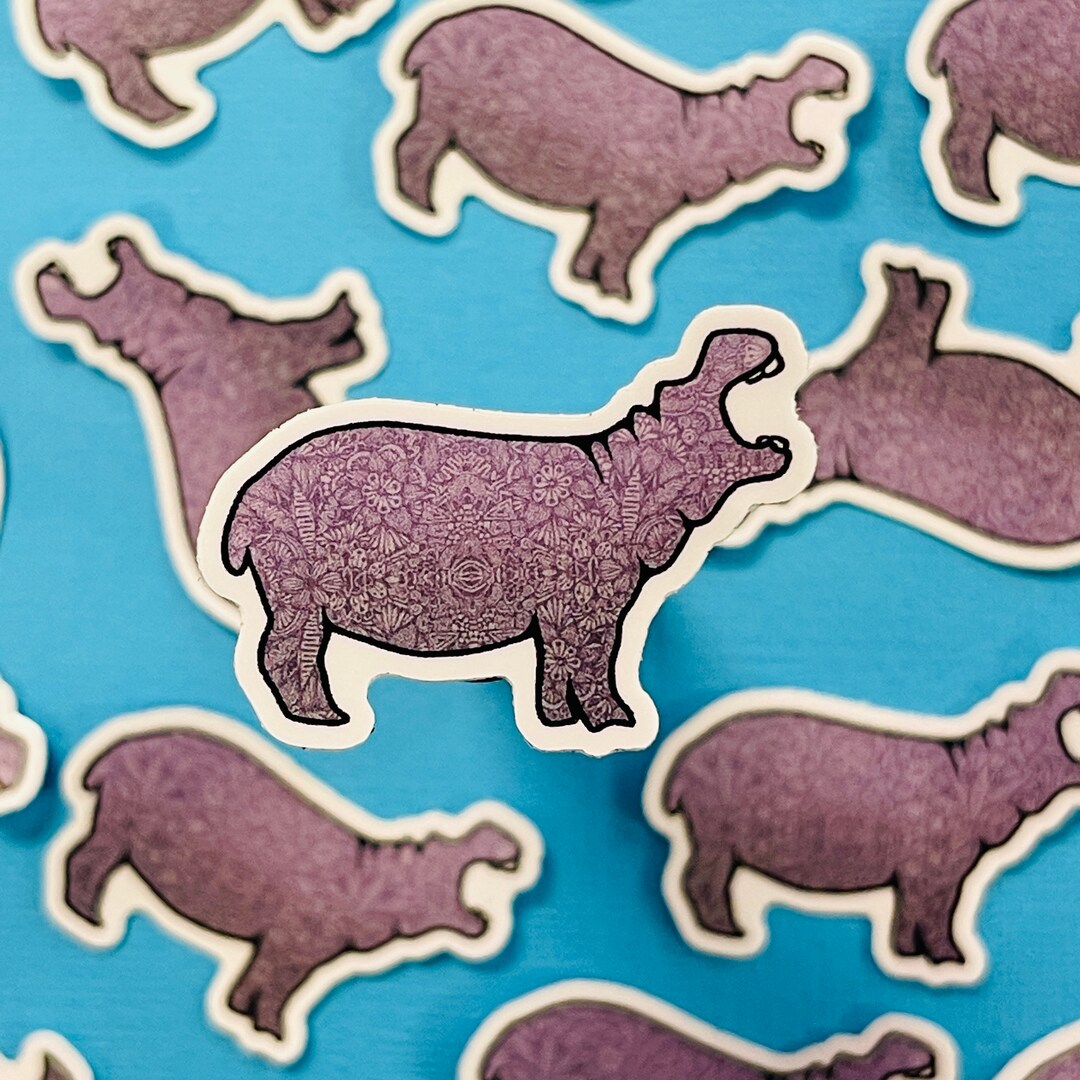 Mini Hippo Sticker WATERPROOF - Etsy