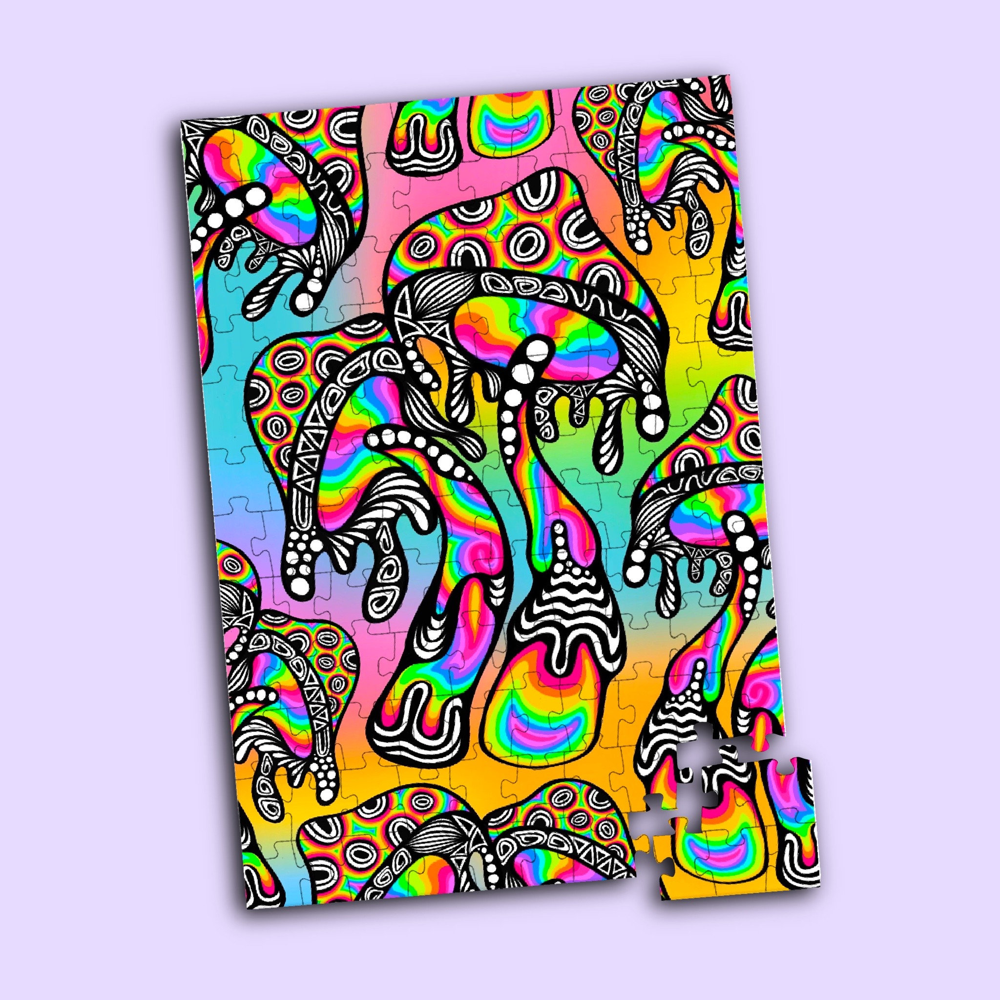 Trippy Mushroom Puzzle - Etsy