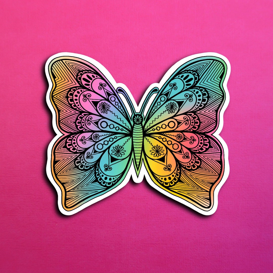 Rainbow Butterfly Sticker WATERPROOF - Etsy