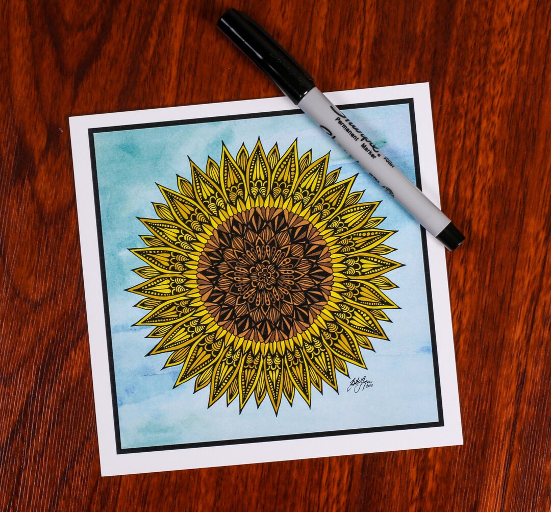 Zentangle - Blue Sky Sunflower - Etsy