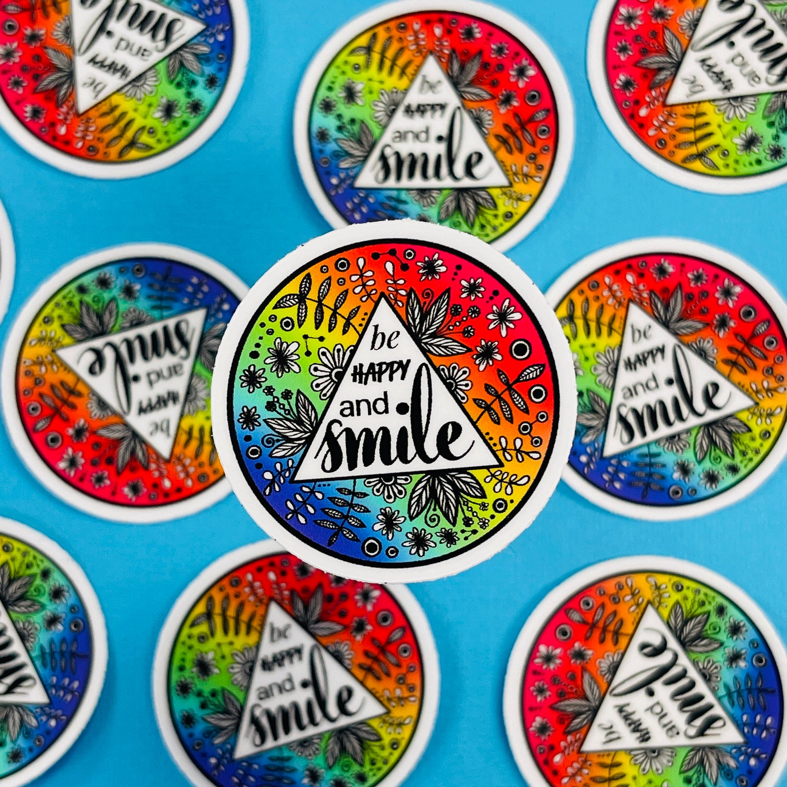 Mini Be Happy Sticker WATERPROOF - Etsy