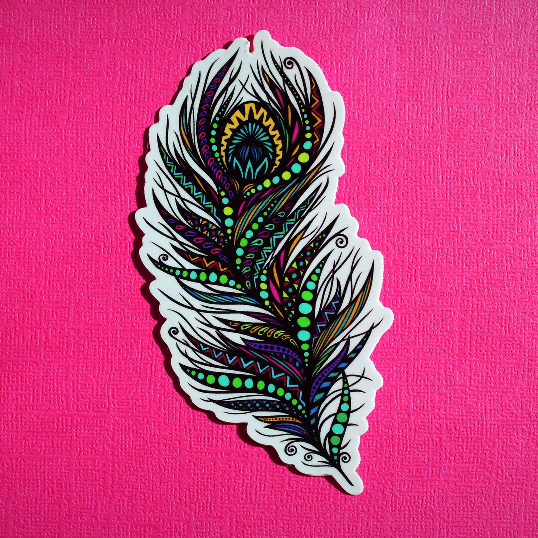 Peacock Feather Sticker WATERPROOF - Etsy