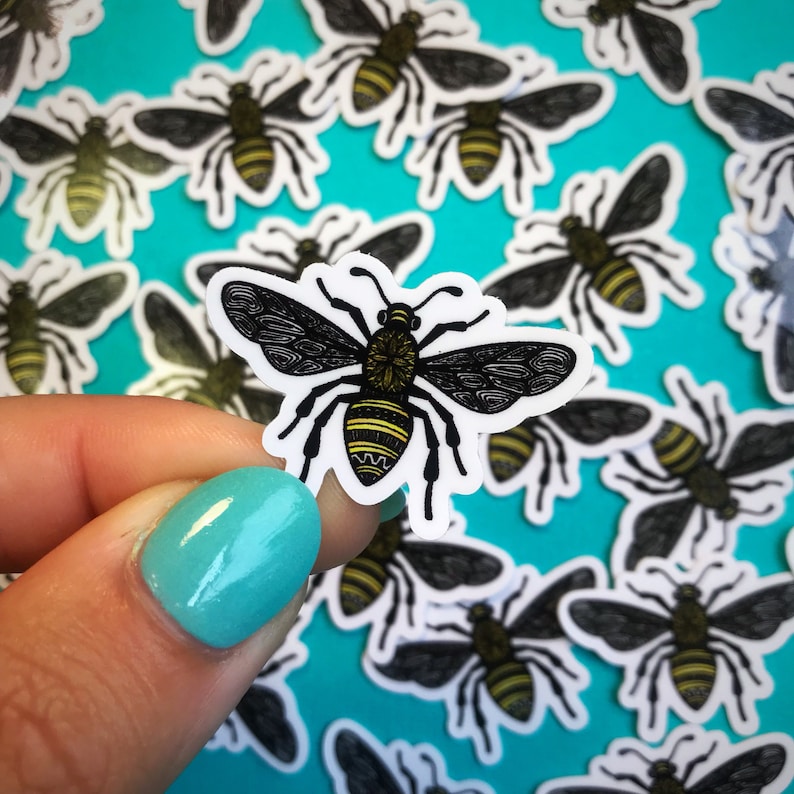 Mini Bee Sticker WATERPROOF | Etsy