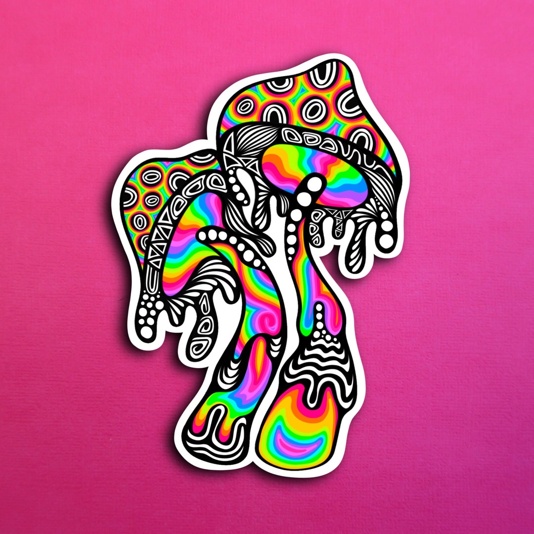 Trippy Drippy Mushroom Sticker WATERPROOF - Etsy