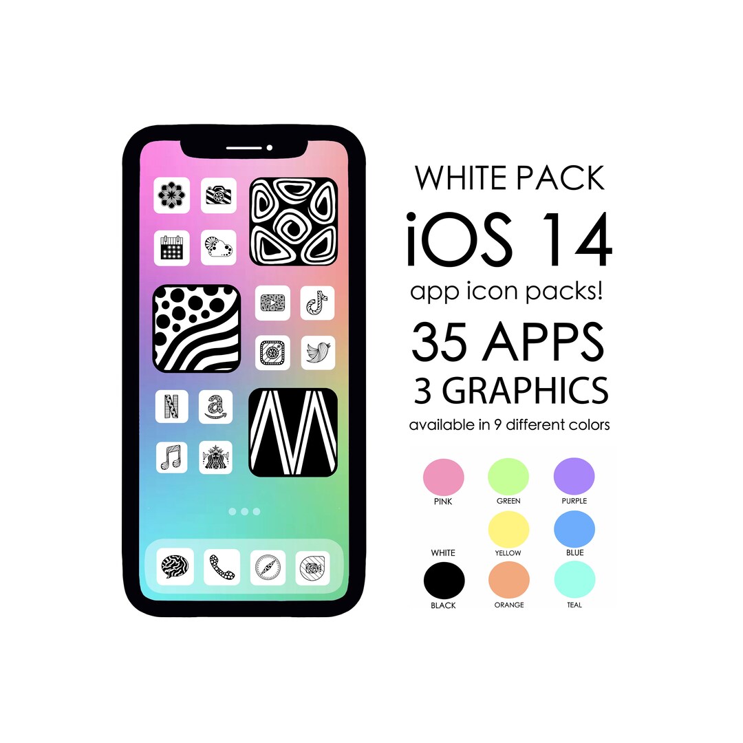 WHITE Ios 14 App Icons - Etsy