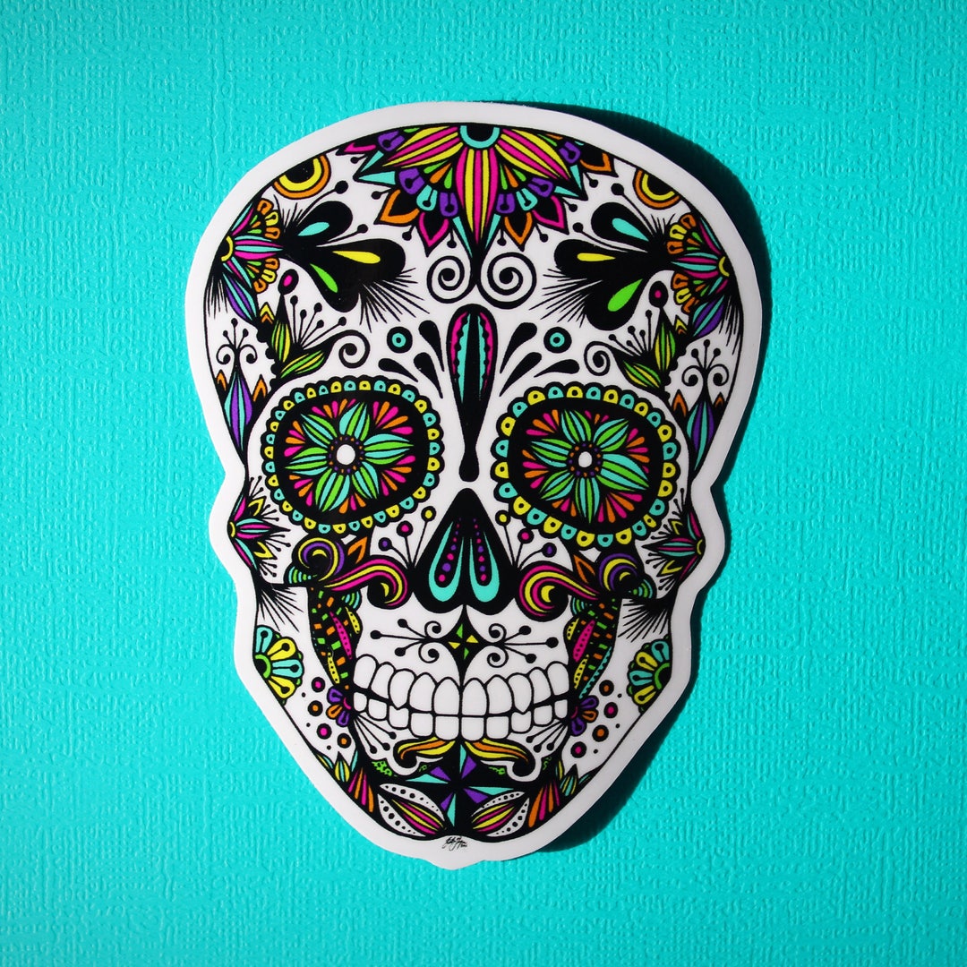 Sugar Skull Sticker WATERPROOF - Etsy