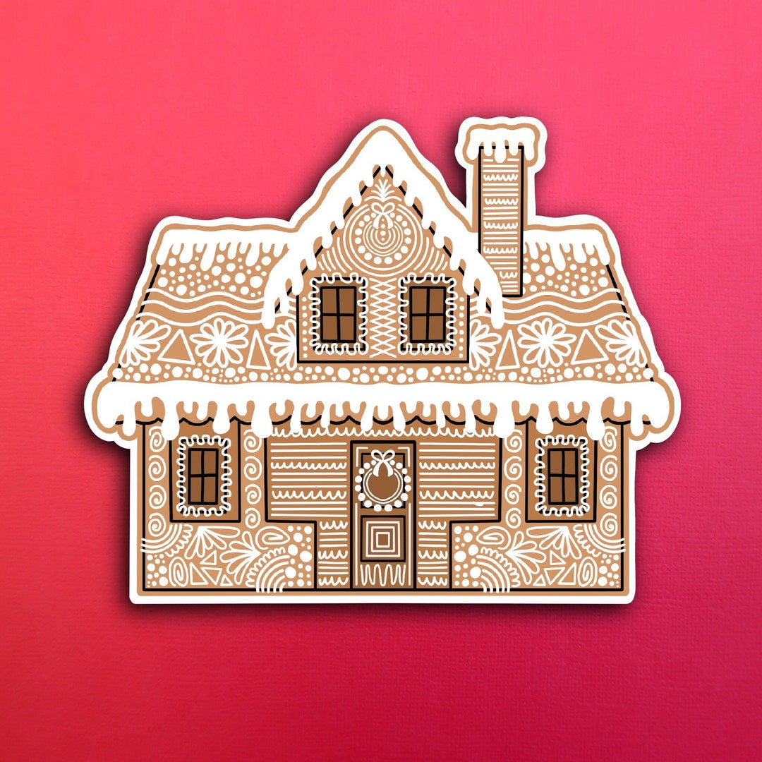 Gingerbread House Sticker WATERPROOF - Etsy