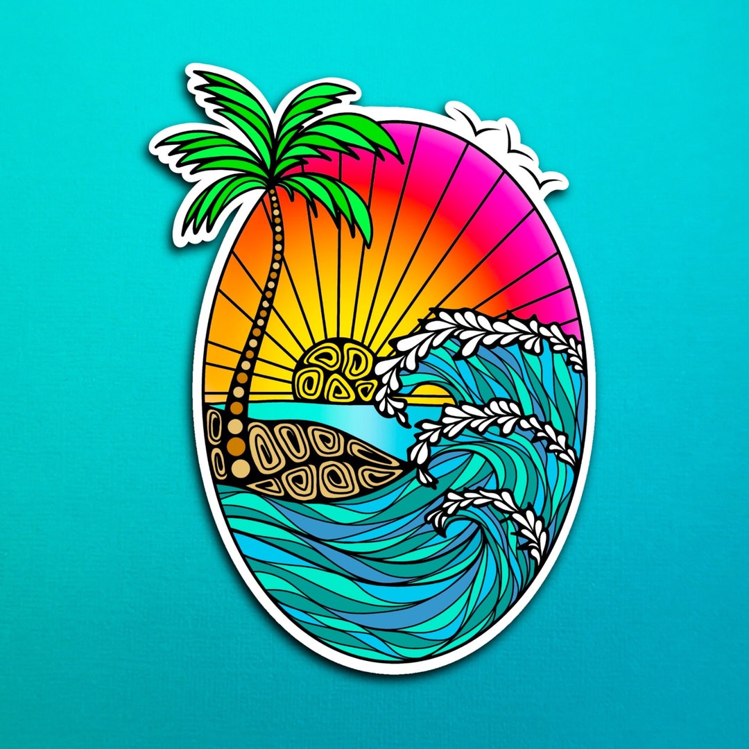 Sunset Waves Sticker WATERPROOF - Etsy