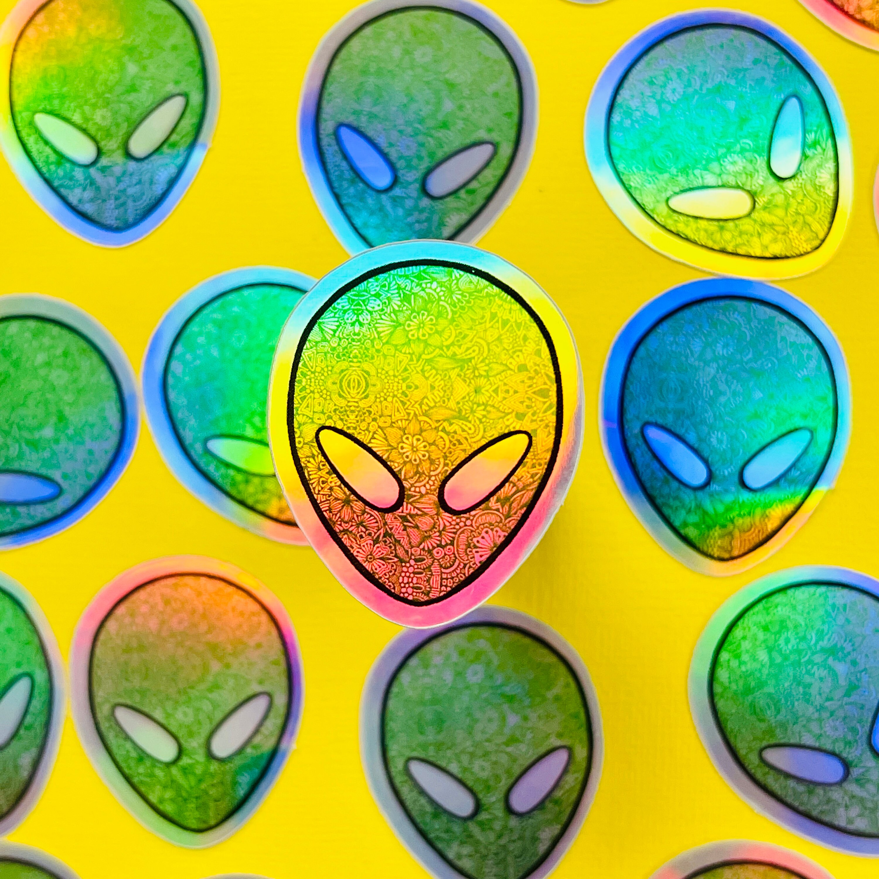 Mini Holo Alien Sticker WATERPROOF - Etsy