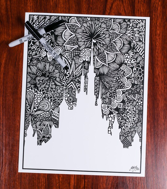Zentangle Cinderella Castle ZenspireDesigns Etsy Norway