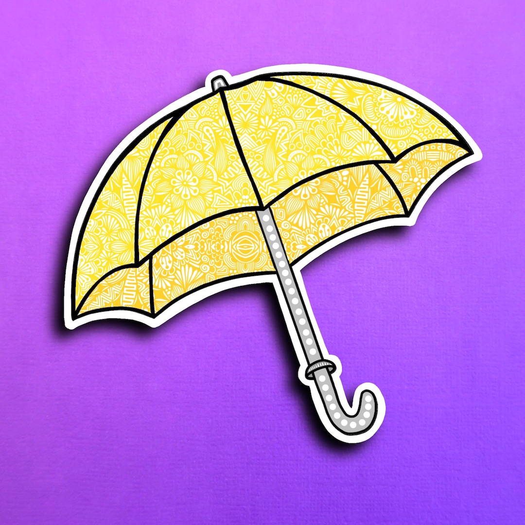 Yellow Umbrella Sticker (WATERPROOF) - Etsy