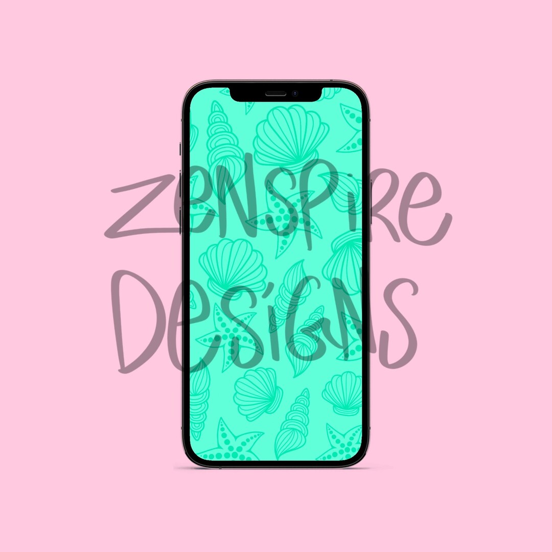 Teal Seashells Phone Wallpaper - Etsy