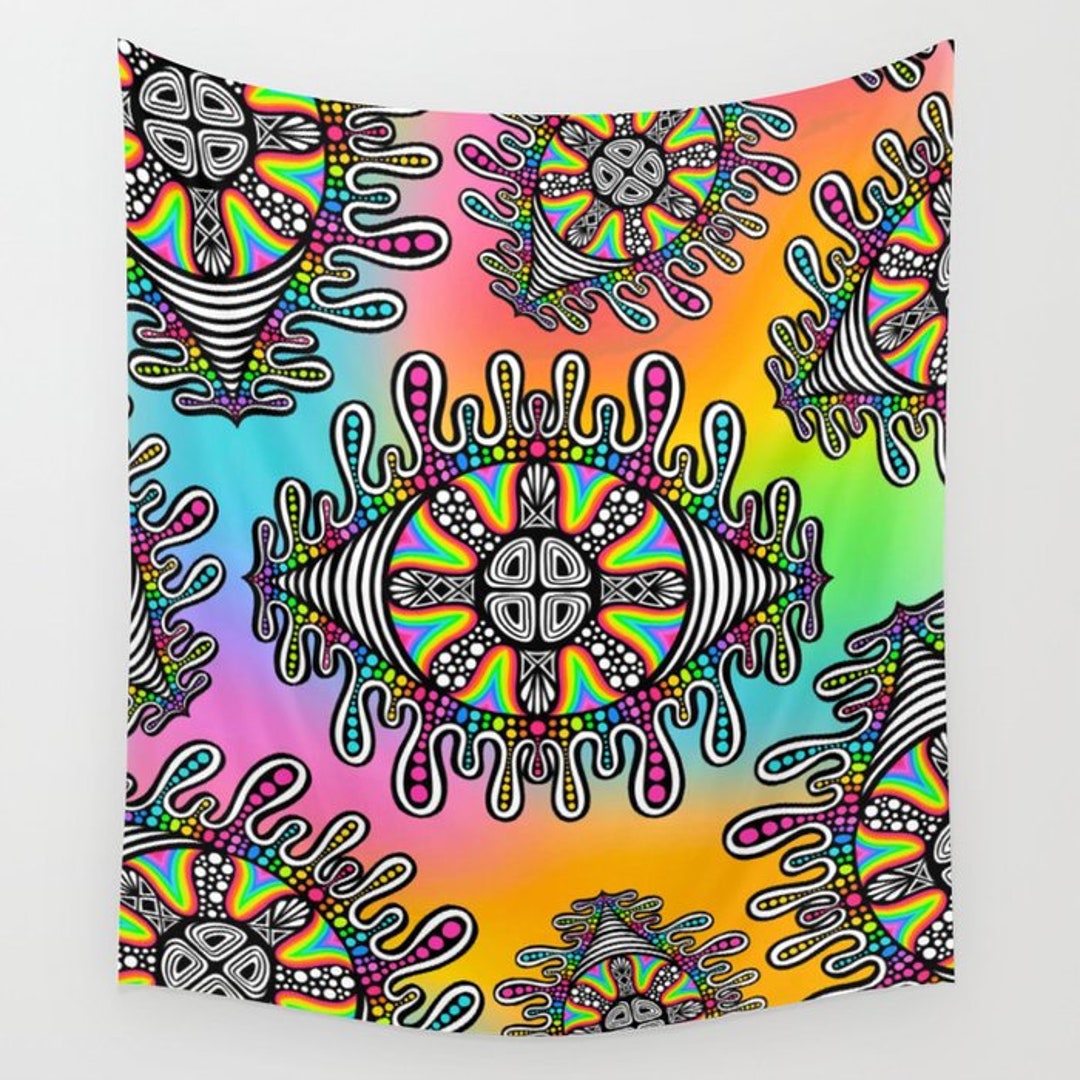 Trippy Eye Rainbow Background Tapestry - Etsy