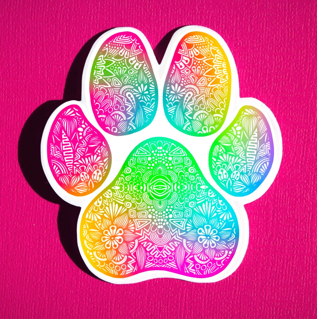 Rainbow Paw Print Sticker WATERPROOF - Etsy