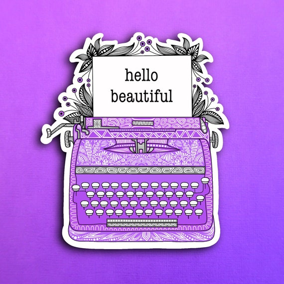 Purple Typewriter Sticker WATERPROOF - Etsy