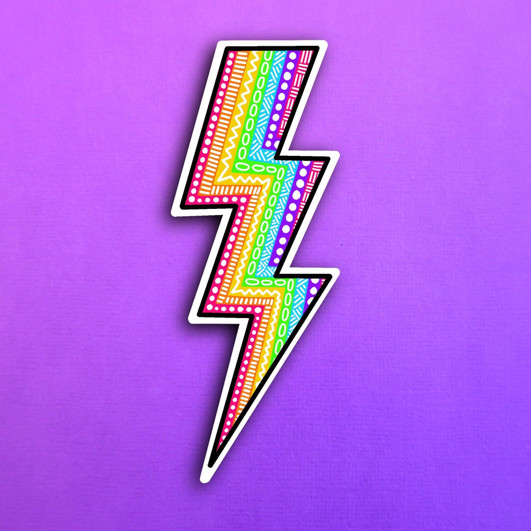 Rainbow Lightening Bolt Sticker WATERPROOF - Etsy
