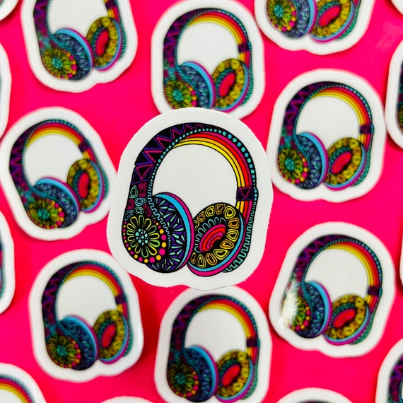 Mini Headphones Sticker WATERPROOF - Etsy