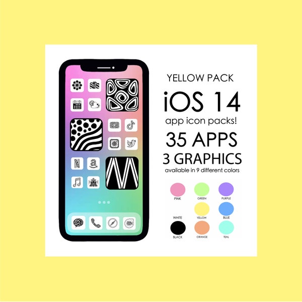 Black and Yellow App Icons - Etsy