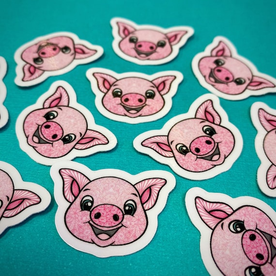Mini Pig Sticker WATERPROOF | Etsy