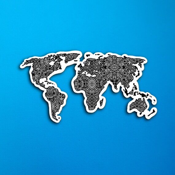 World Map Sticker WATERPROOF | Etsy