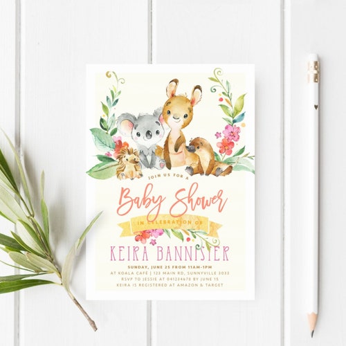 Baby Shower Welcome Sign Australian Animals Gender Neutral | Etsy Australia