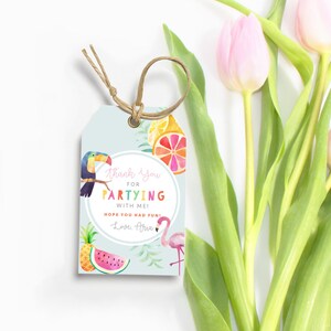 Tropical Thank You Tag, PRINTABLE, Digital Flamingo Toucan Watermelon ...