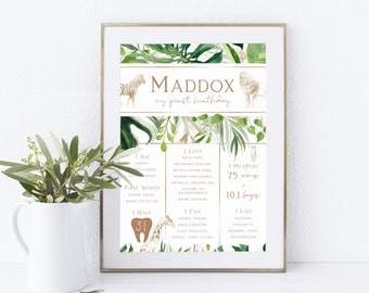 Jungle Birthday Chart - Etsy