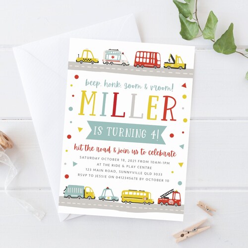 Transportation Party Invite Digital File things That Go - Etsy