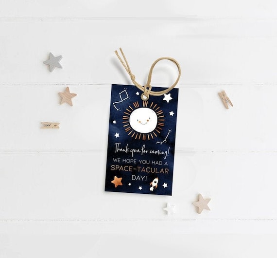 Space Thank You Tag PRINTABLE 2.5x4 Around the Sun 1st | Etsy