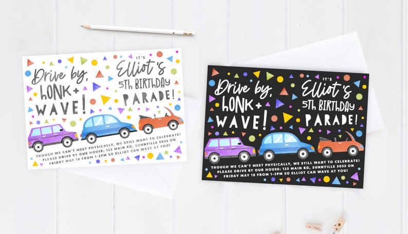Drive by Wave Parade Invitation PRINTABLE Gender Neutral - Etsy