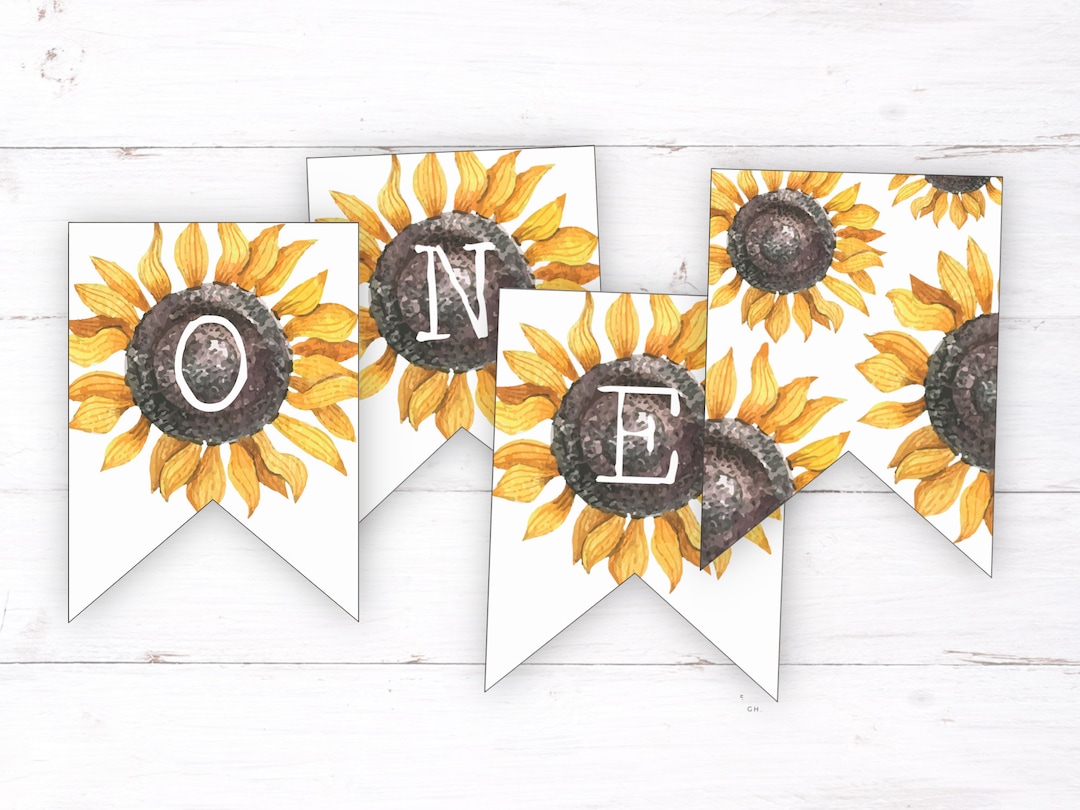 Sunflower Themed Bunting, INSTANT DOWNLOAD, Printable Pennant Banner ...