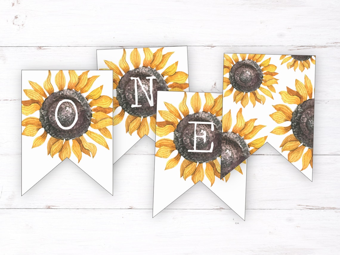 Sunflower Themed Bunting INSTANT DOWNLOAD Printable Pennant | Etsy