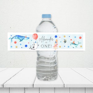 Under the Sea Water Bottle Label, PRINTABLE, Ocean Animals First 1st ...