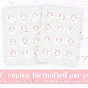 Pastel Rainbow Party Theme PRINTABLE Personalised 2" Sticker Design ...