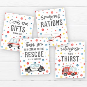 Emergency Vehicle Party Signs, PRINTABLE, Instant Download 8x10 ...