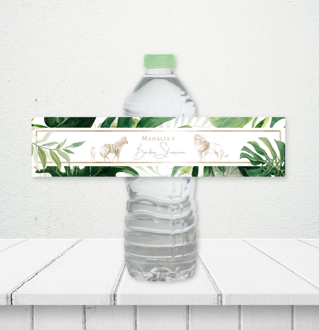 Jungle Water Bottle Label, PRINTABLE, Safari Baby Shower Sprinkle Theme ...